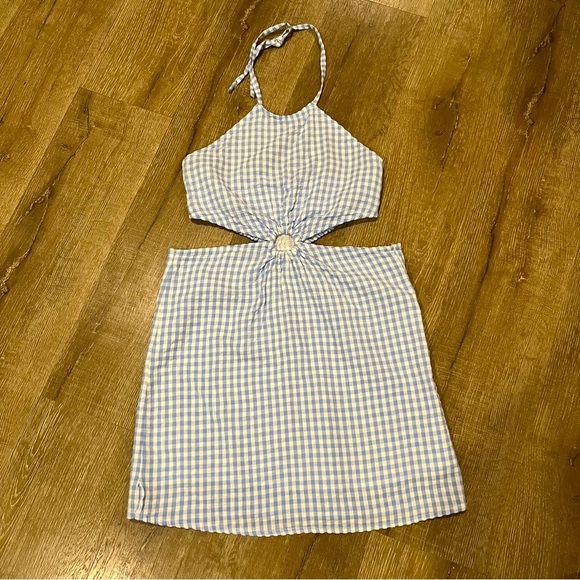 Sim & Sam | Dresses | Sim Sam Gingham Halter Dress With Side Cut Outs ...